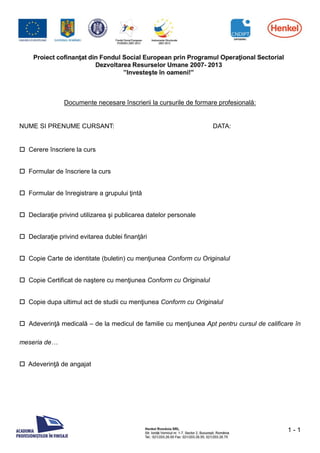 Lista documente-necesare-inscrierii-la-curs | PDF