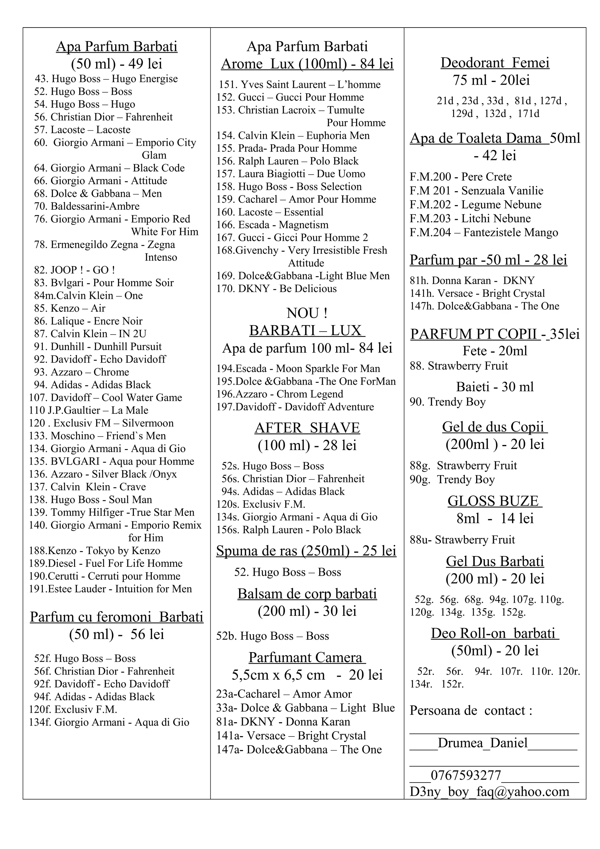 Lista Parfum | DOC