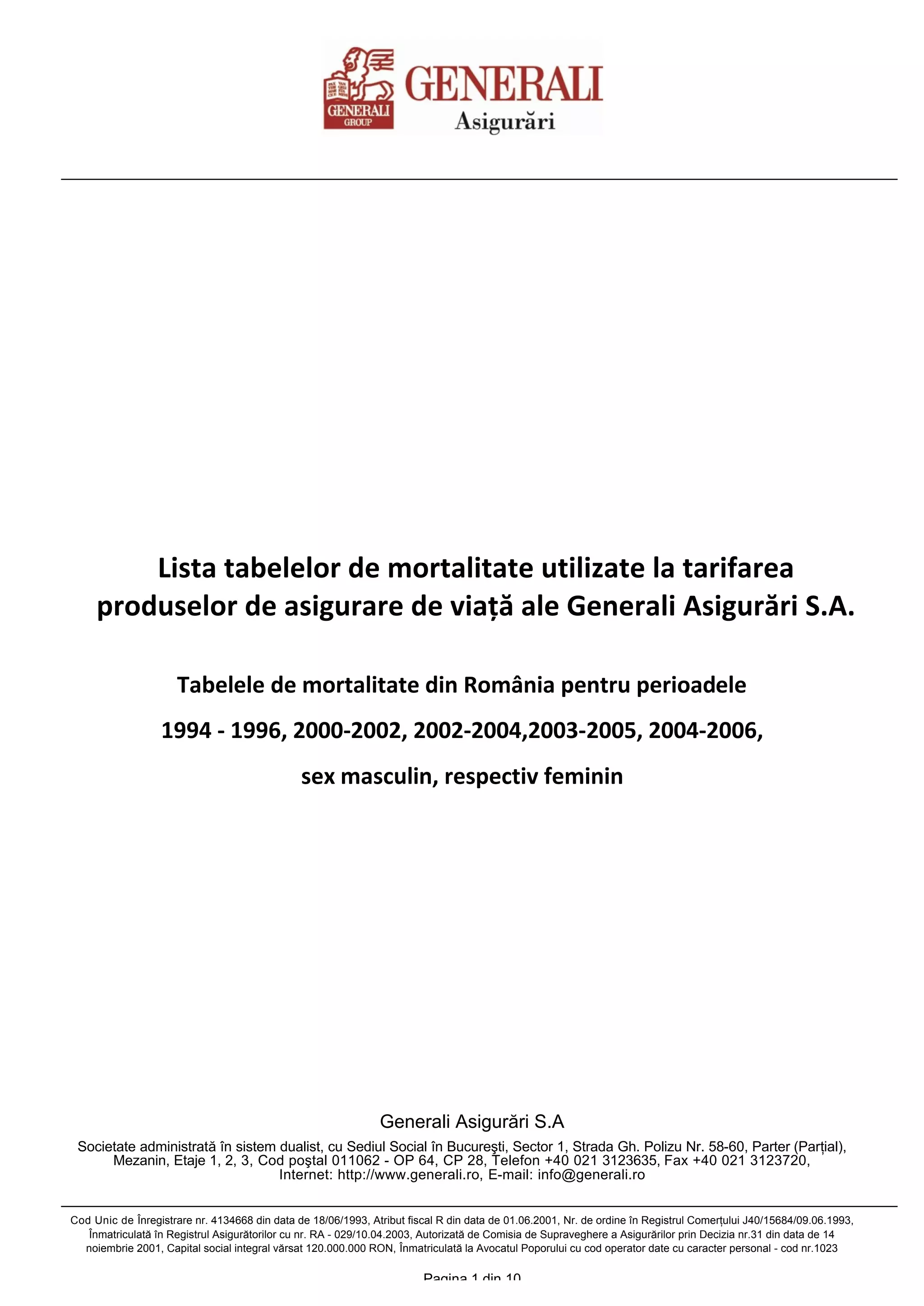 Lista tabele-mortalitate | PDF