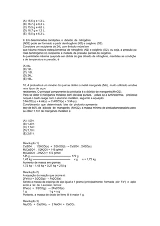 Lista 25 cálculo estequiométrico | DOC