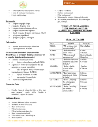 Lista 4° Básico 2018 | PDF