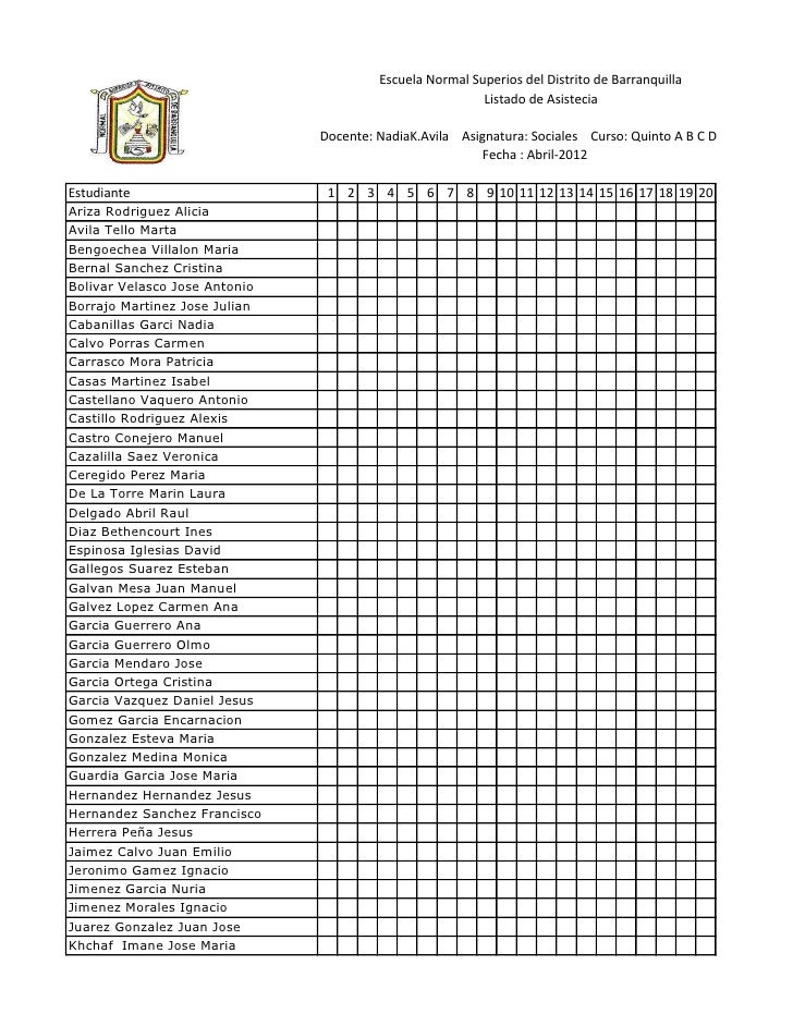Listas De Asistencia