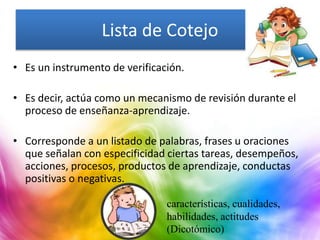 Lista de cotejo | PPTX