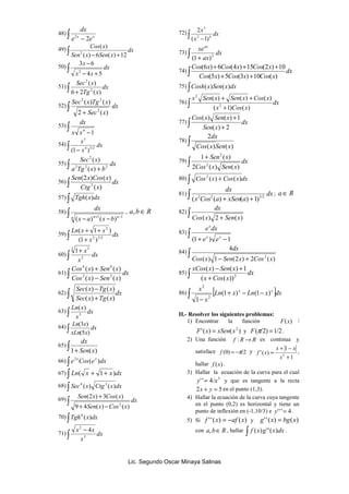 Lista de ejercicios Matemática II | PDF