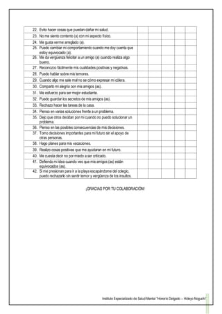 Lista de evaluación de habilidades sociales | PDF