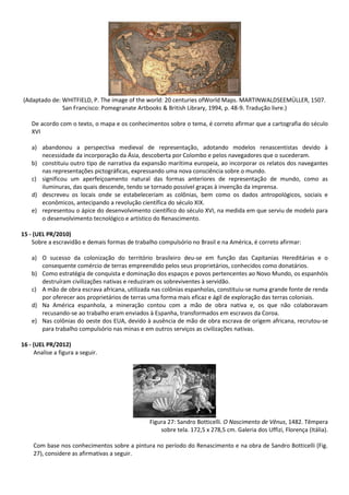 Lista de exercícios 1a fase - história geral - uel | PDF