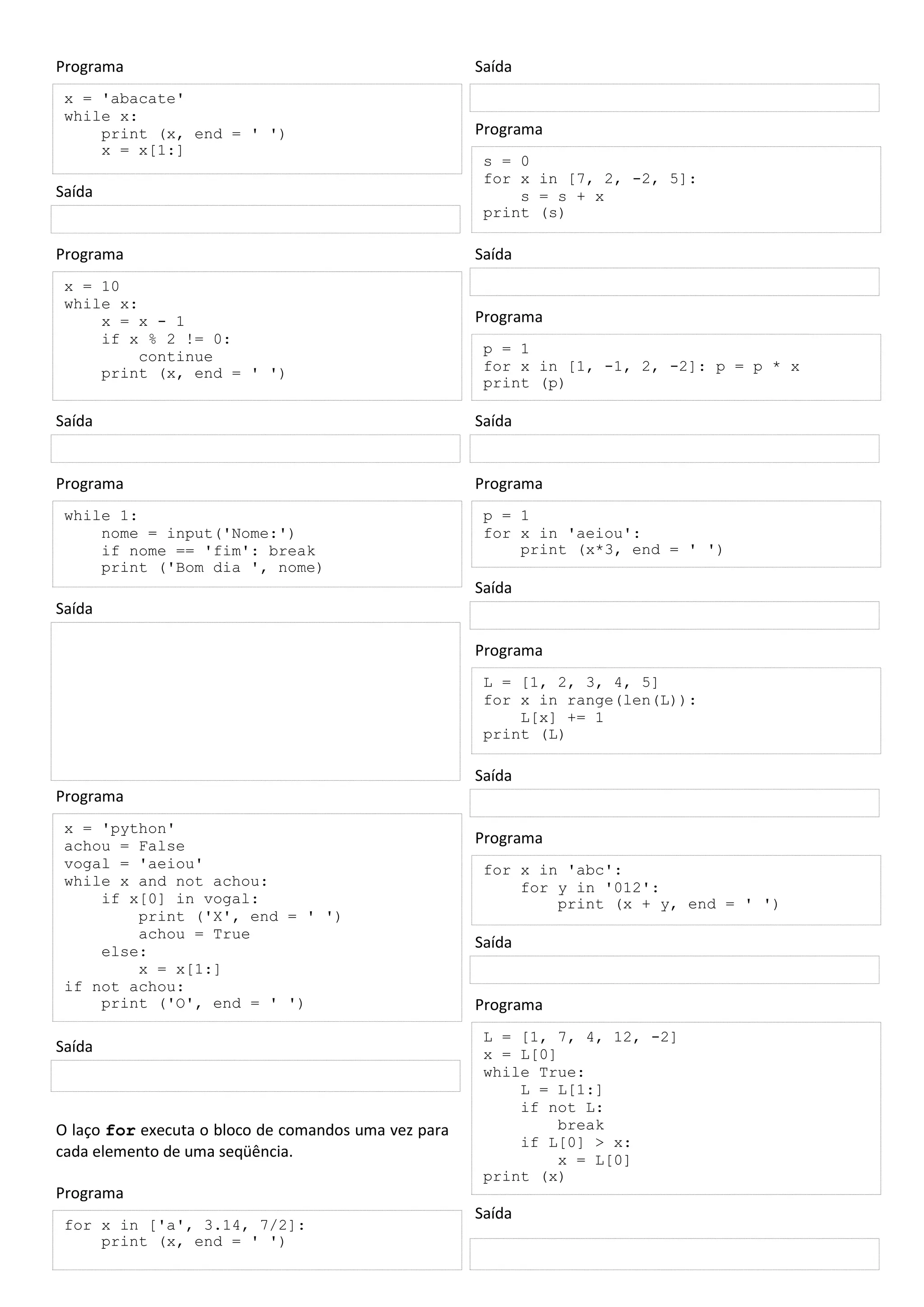 Lista de exercícios XIV Python para Zumbis | PDF