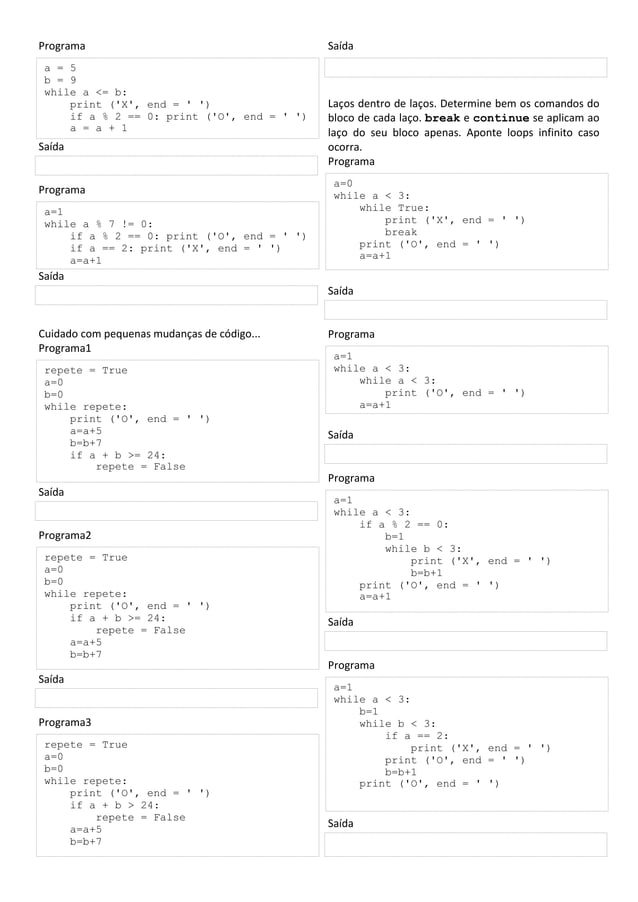 Lista de exercícios XIV Python para Zumbis | PDF