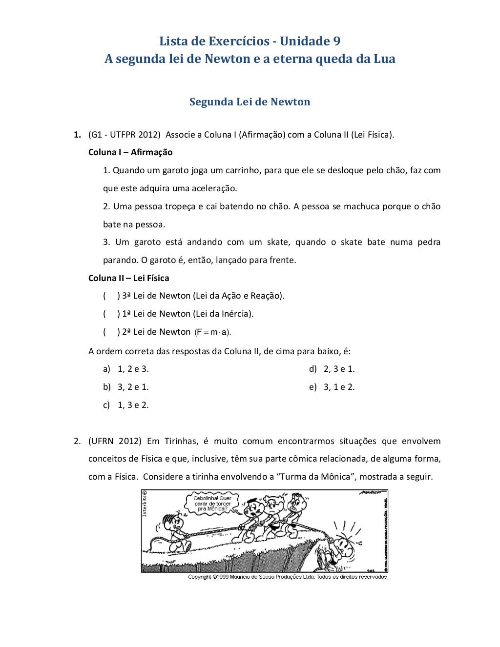 Atividades Leis De Newton - FDPLEARN
