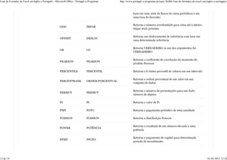 Lista de formulas de excel em inglês e português microsoft office ...