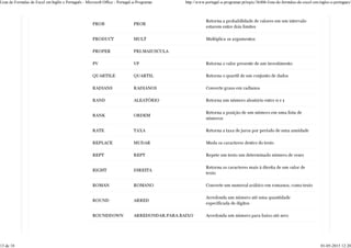 Lista de formulas de excel em inglês e português microsoft office ...