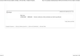 Lista de formulas de excel em inglês e português microsoft office ...