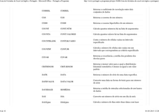 Lista de formulas de excel em inglês e português microsoft office ...