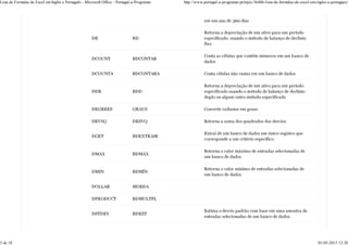 Lista de formulas de excel em inglês e português microsoft office ...