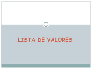 Lista de valores | PPT | Family and Relationships