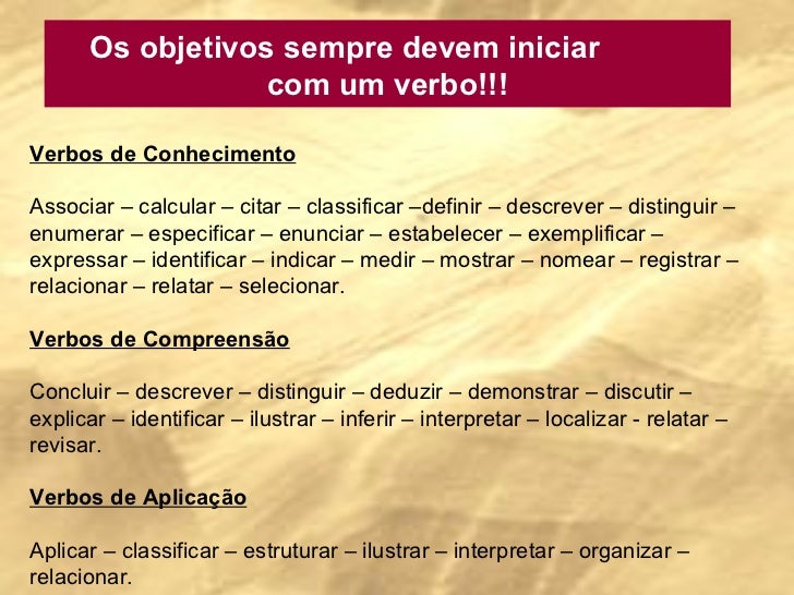 Lista de verbos para projeto de pesquisa