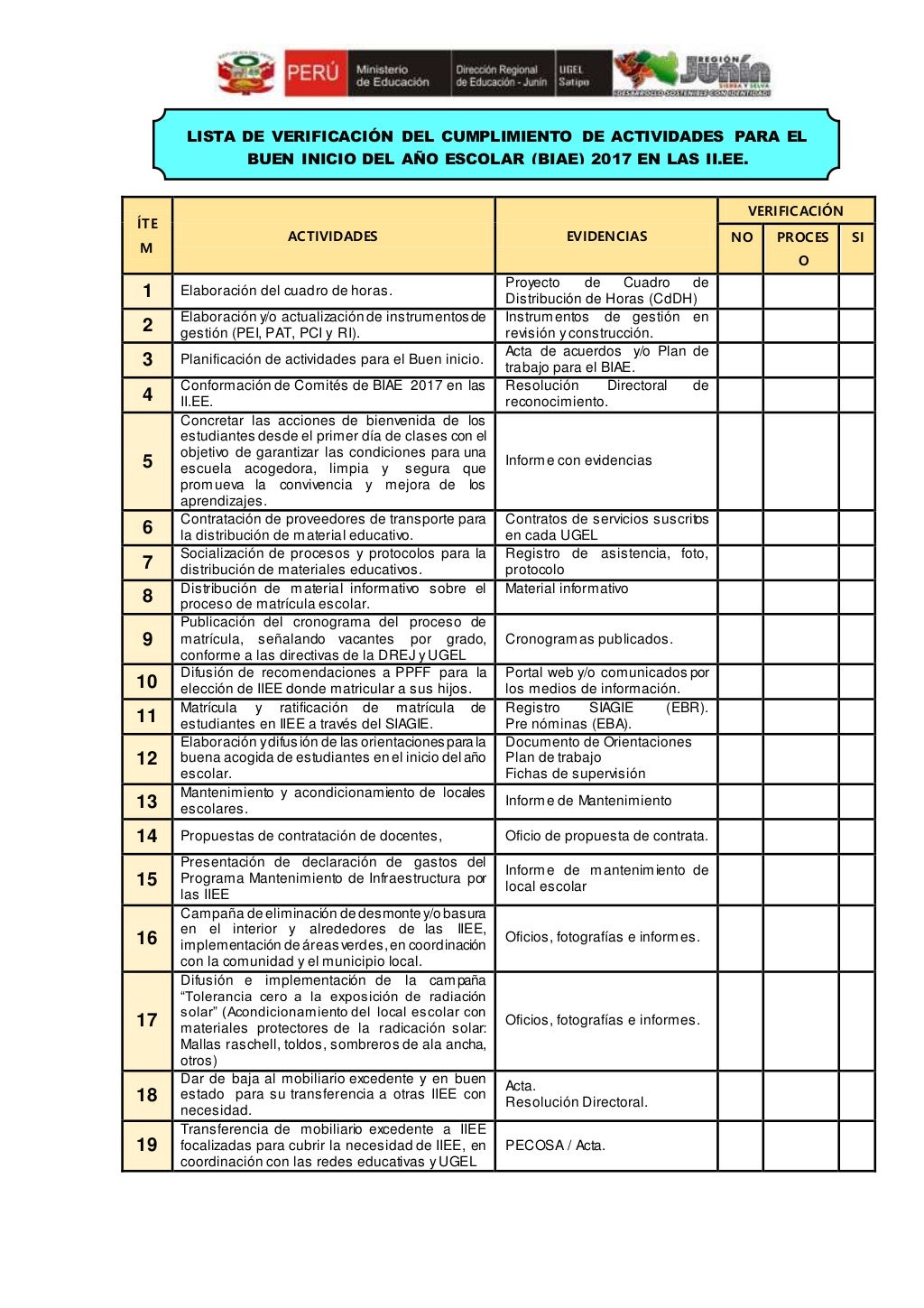 Lista de verificación del Buen inicio del año escolar 2017