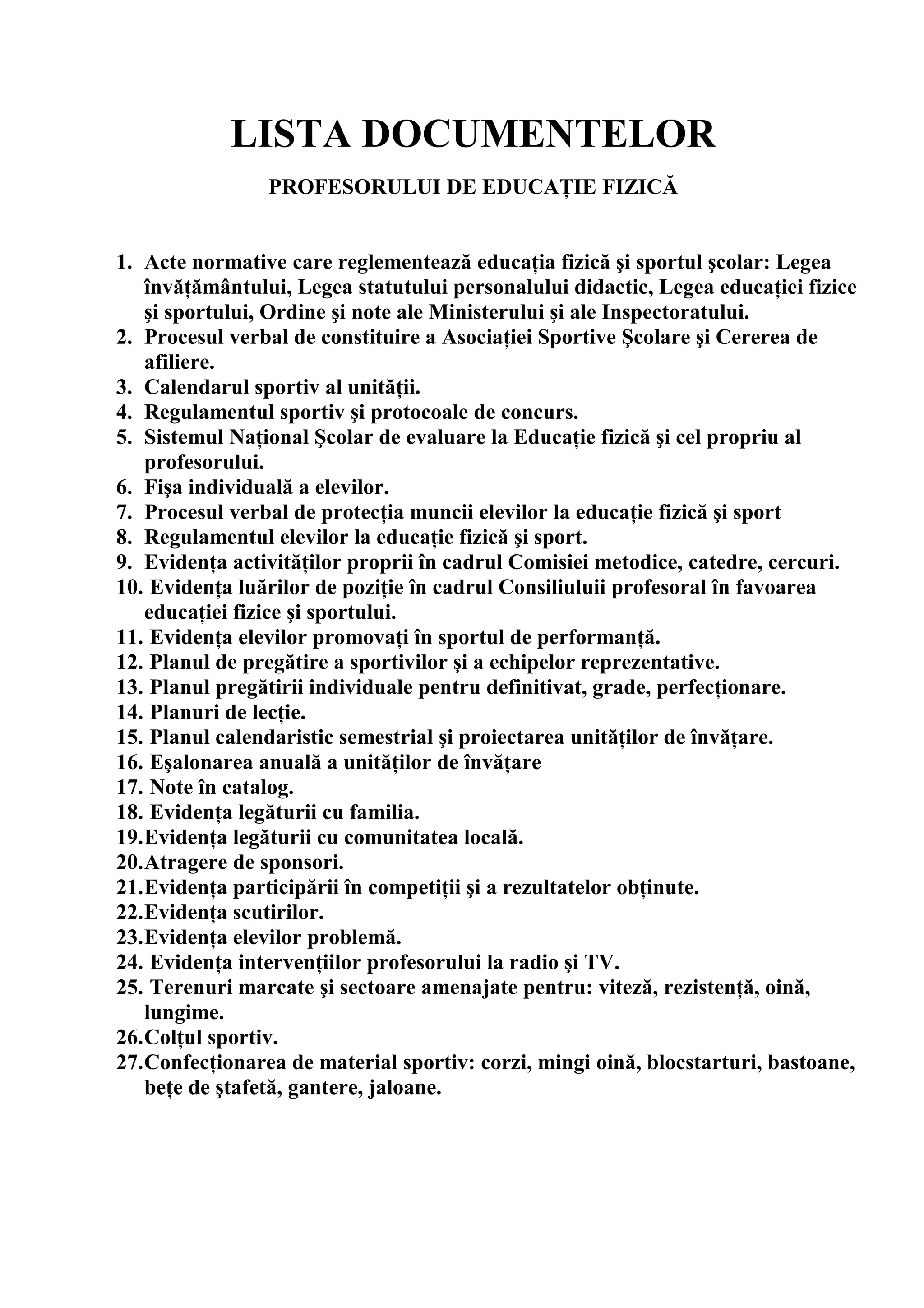 Lista documentelor profesorului_de_ed._fizic_ | DOC