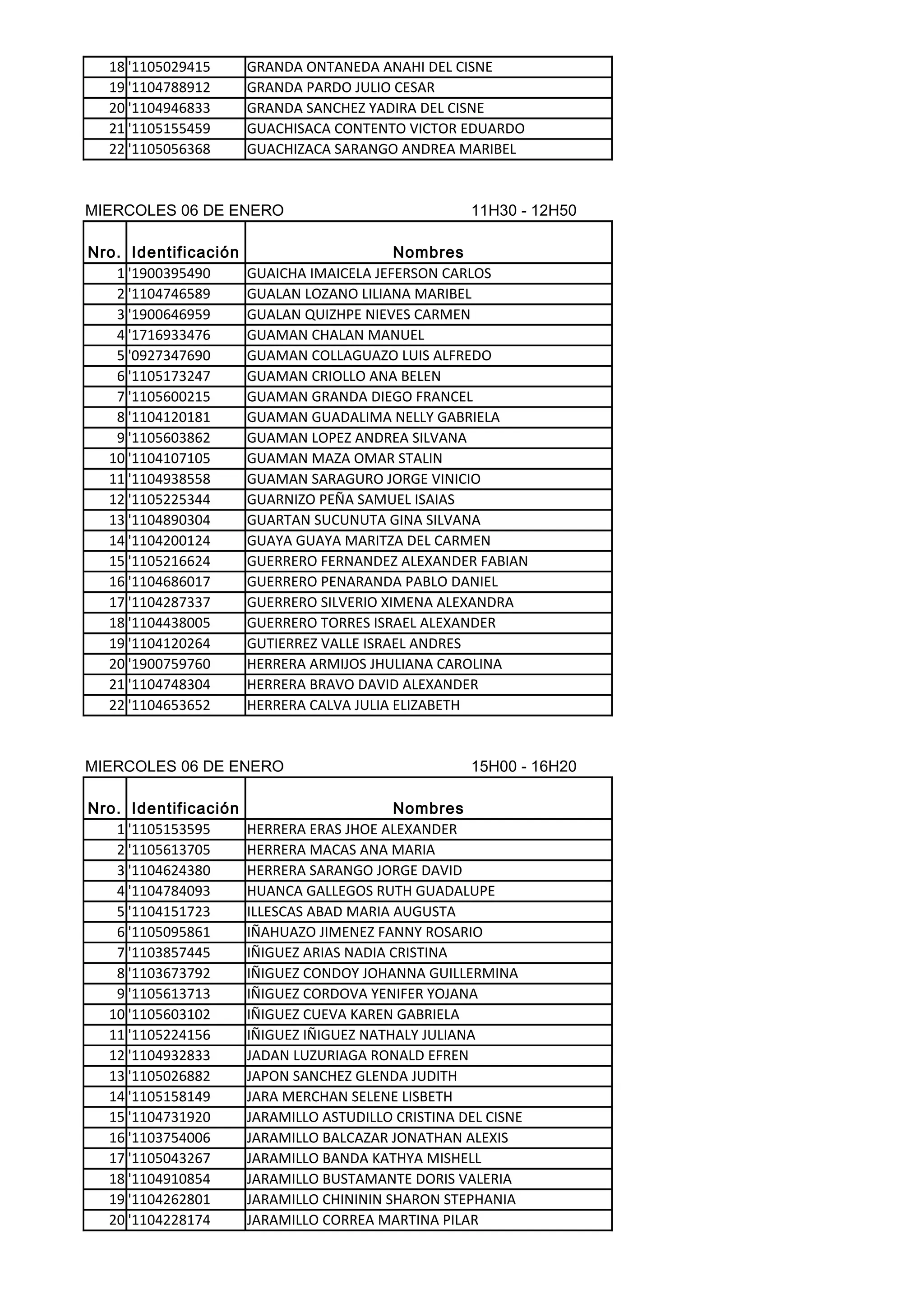 Listados Examen Final Eng Intro Nivelaci F3n | XLS
