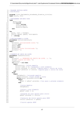 Lista duplamente encadeada dinâmica circular | PDF