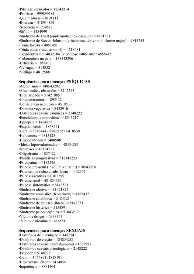 Lista de sequencias numéricas de Grabovoi | PDF