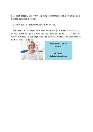 List and briefly describe the nine-step process in con-ducting a neu.docx