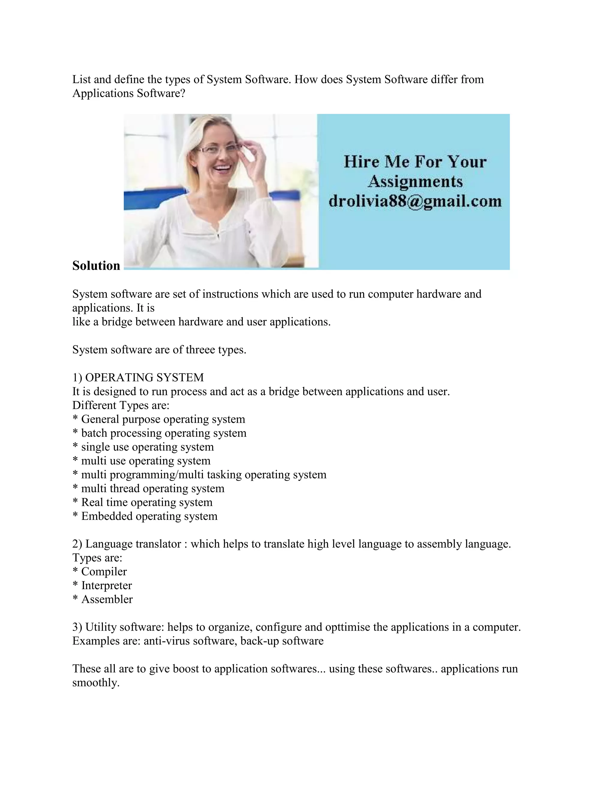List and define the types of System Software- How does System Software ...