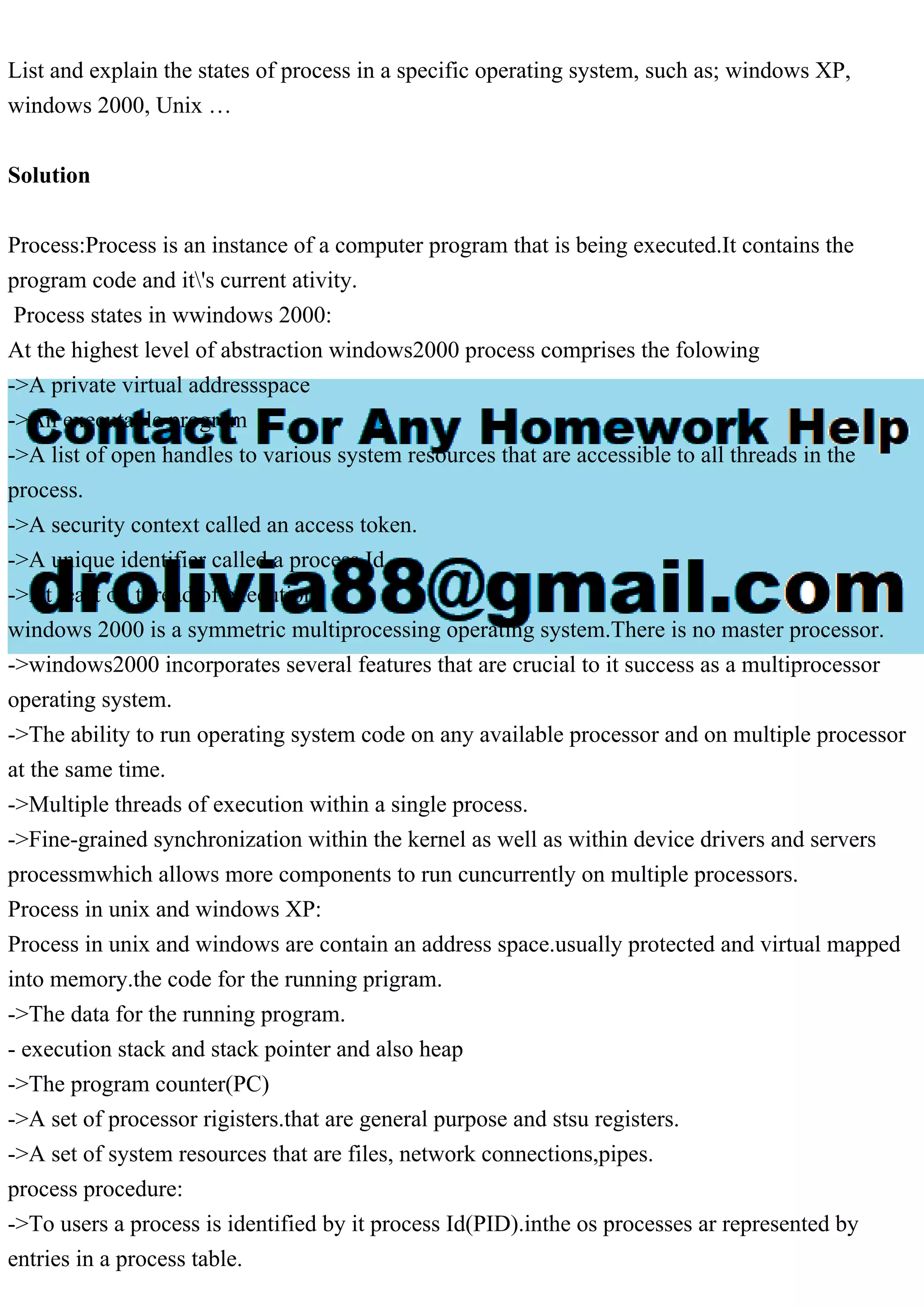 List and explain the states of process in a specific operating syste.pdf