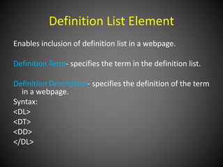 List and images in html | PPTX