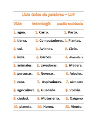 Lista única de palabras | DOCX