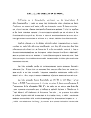 Listas como estructura de datos.. | DOCX