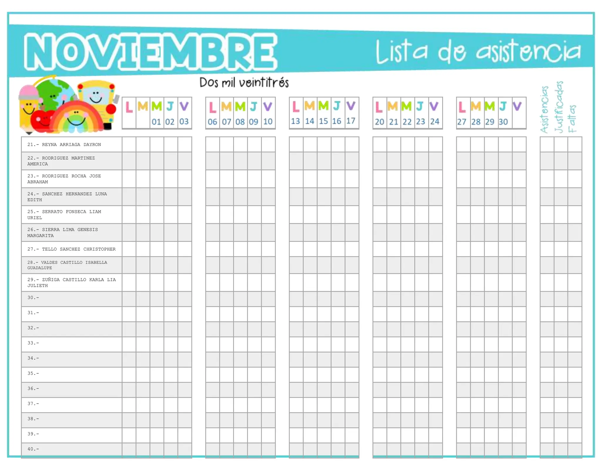 FORMATO DE LISTAS DE ASISTENCIA EDITABLE | PPTX