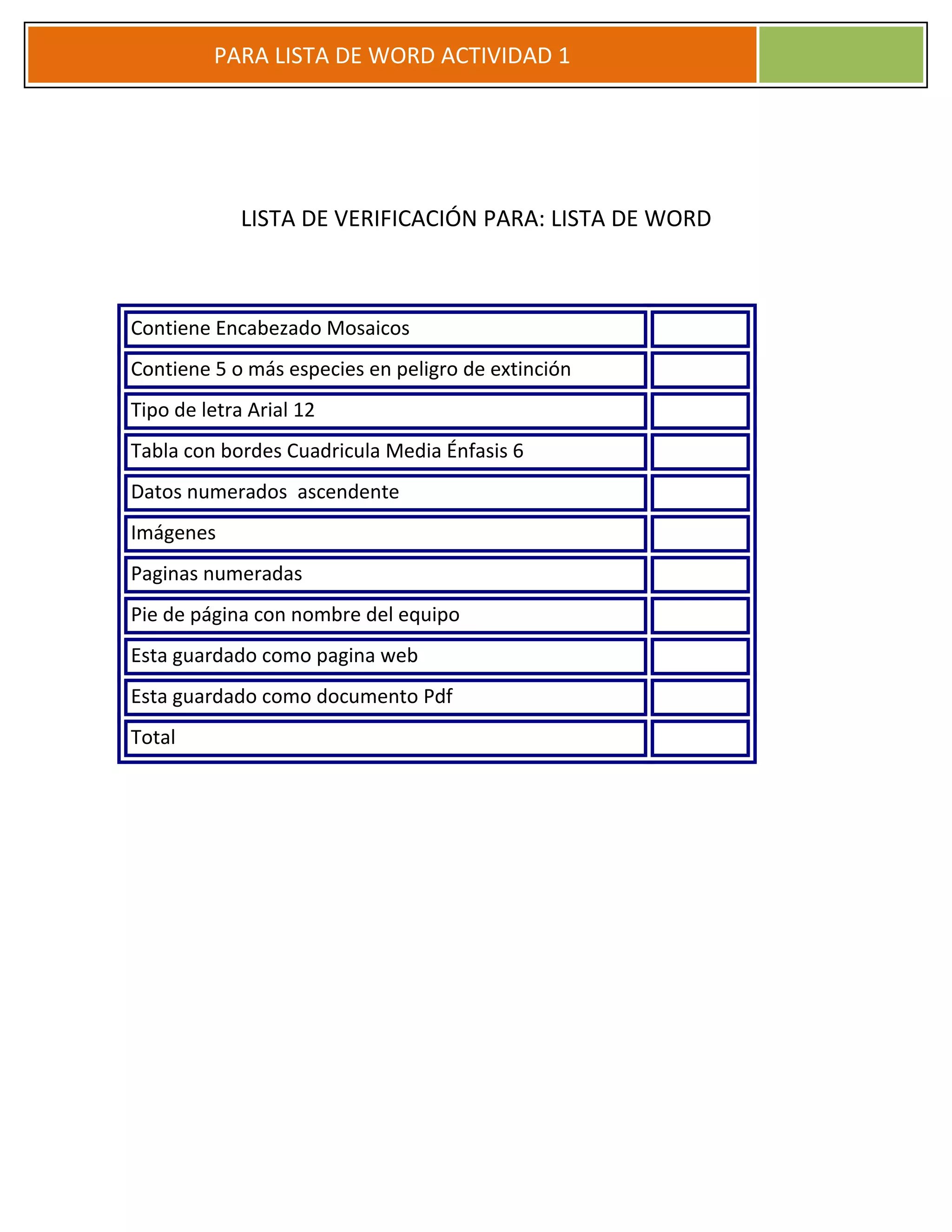 Listas de verificación word | PDF