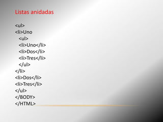 listas en html | PPTX