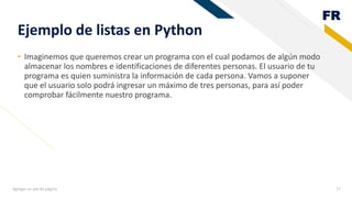 Listas en el lenguaje de programación Python | PPSX