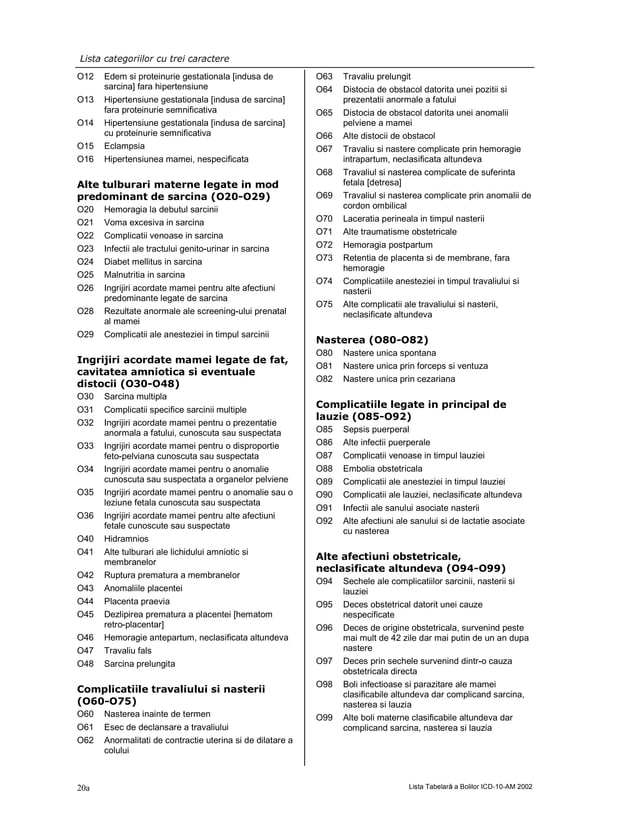 Lista tabelara boli_icd_10_am | PDF