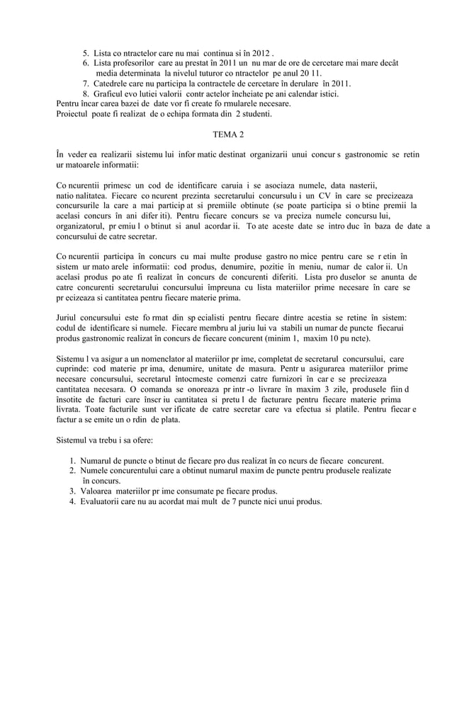 Lista teme proiect | DOC