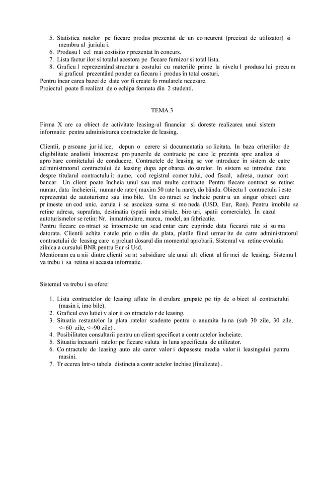 Lista teme proiect | DOC