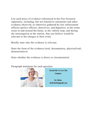 List each piece of evidence referenced in the Fact Scenario separa.docx
