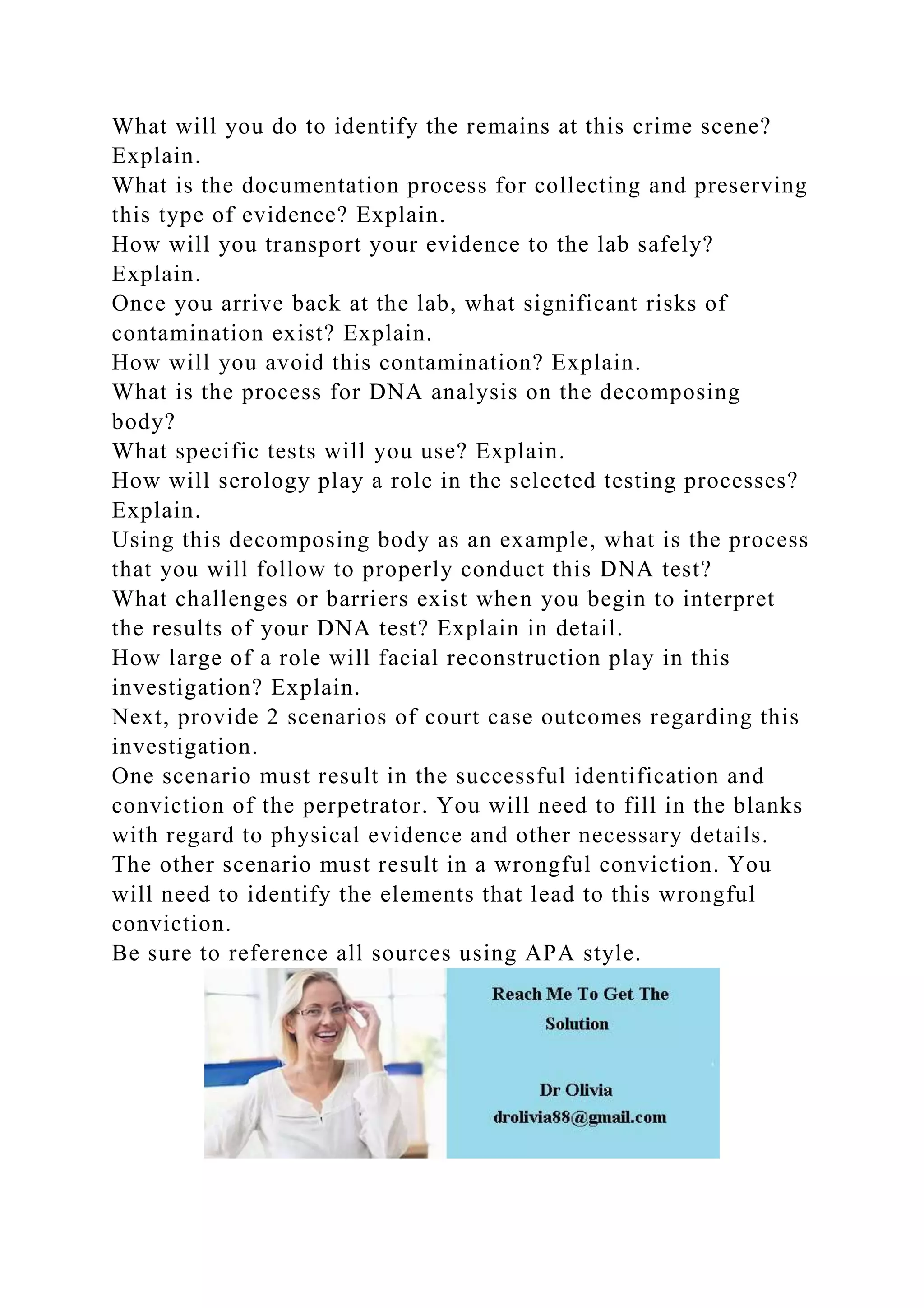 Listed below are the details outlining a crime scene that occurred o.docx