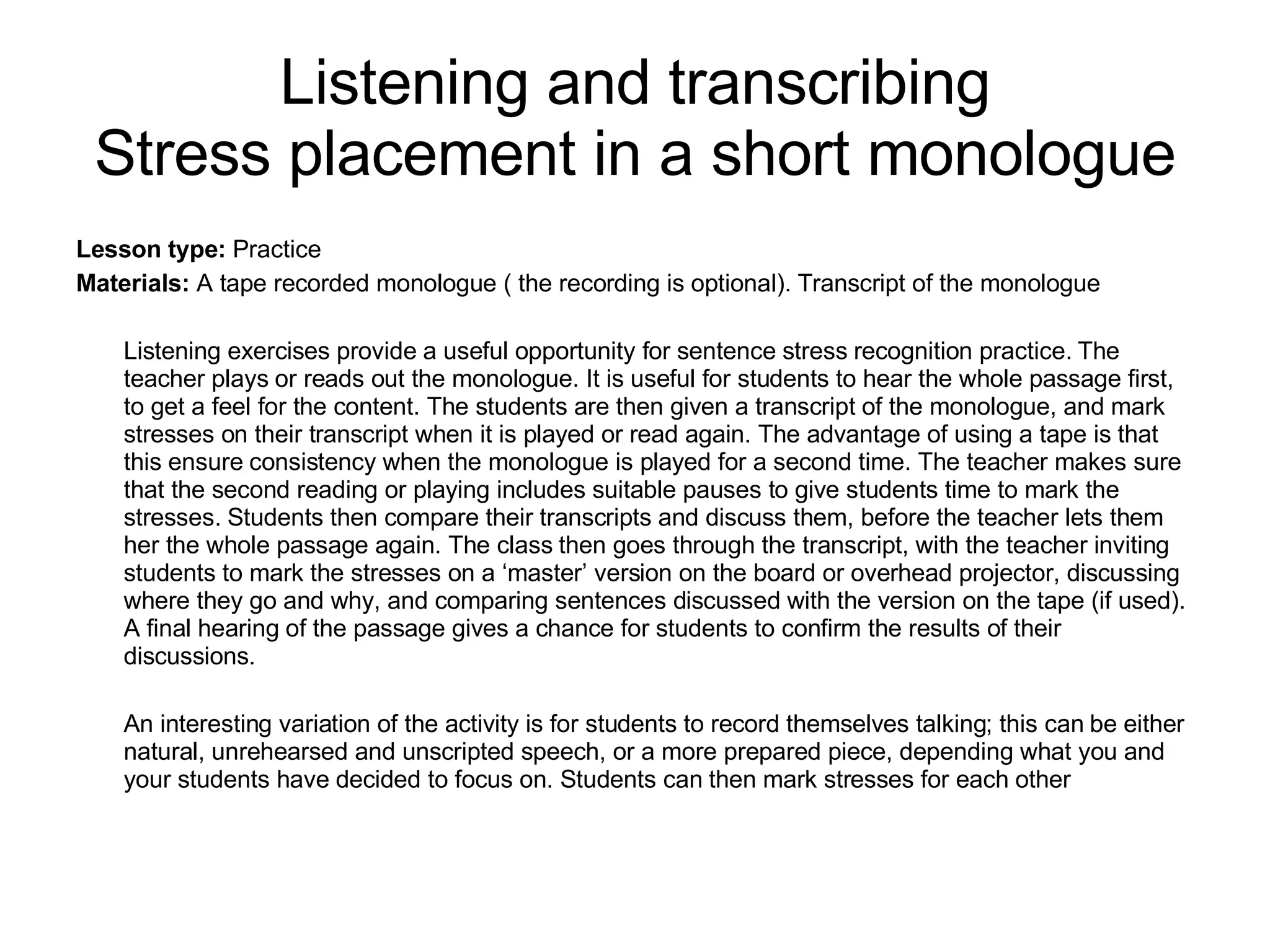 Listening And Transcribing | PPT
