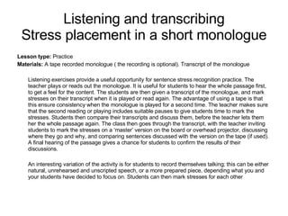 Listening And Transcribing | PPT | Homework and Study | Education