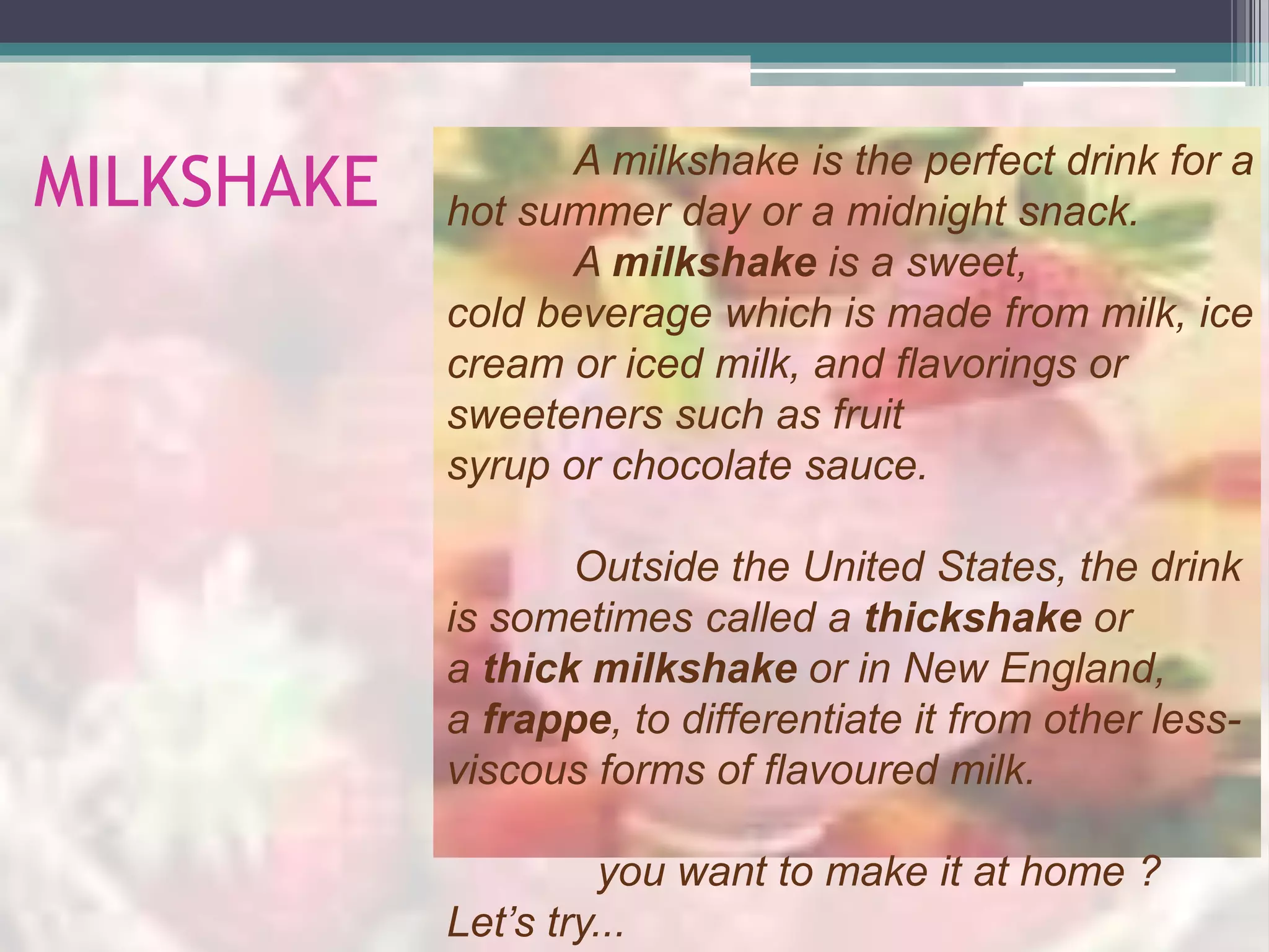 How to make chocolate milkshake | PPTX