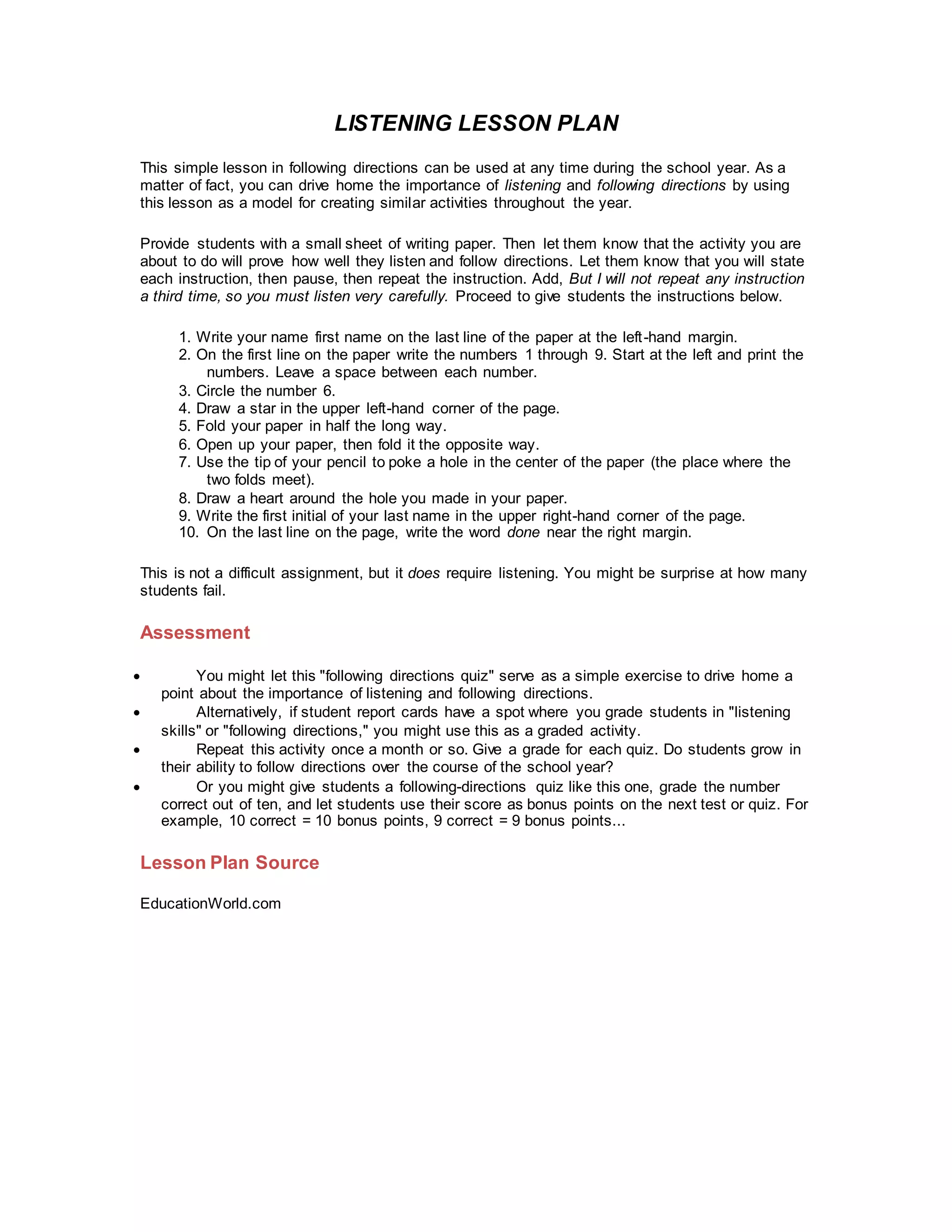 Listening lesson-plan | PDF