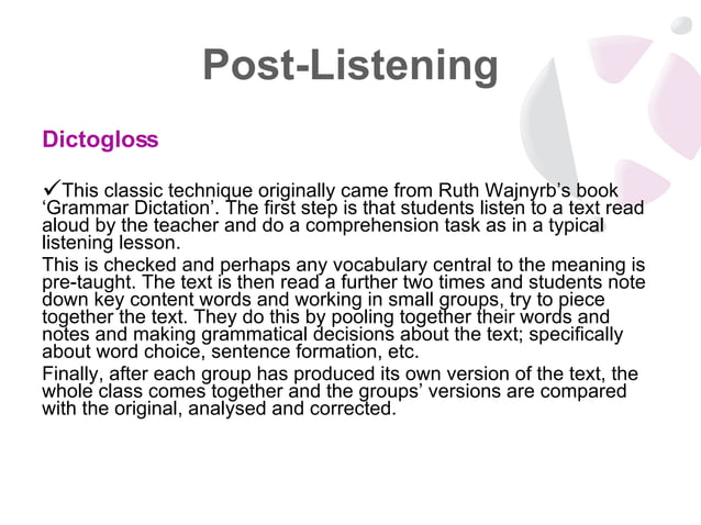 Listening Pre Listening & Post Listening | PPT