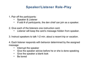 Wood Badge - Listening To Learn | PPT