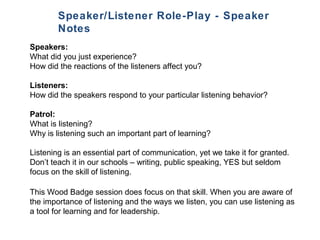Wood Badge - Listening To Learn | PPT