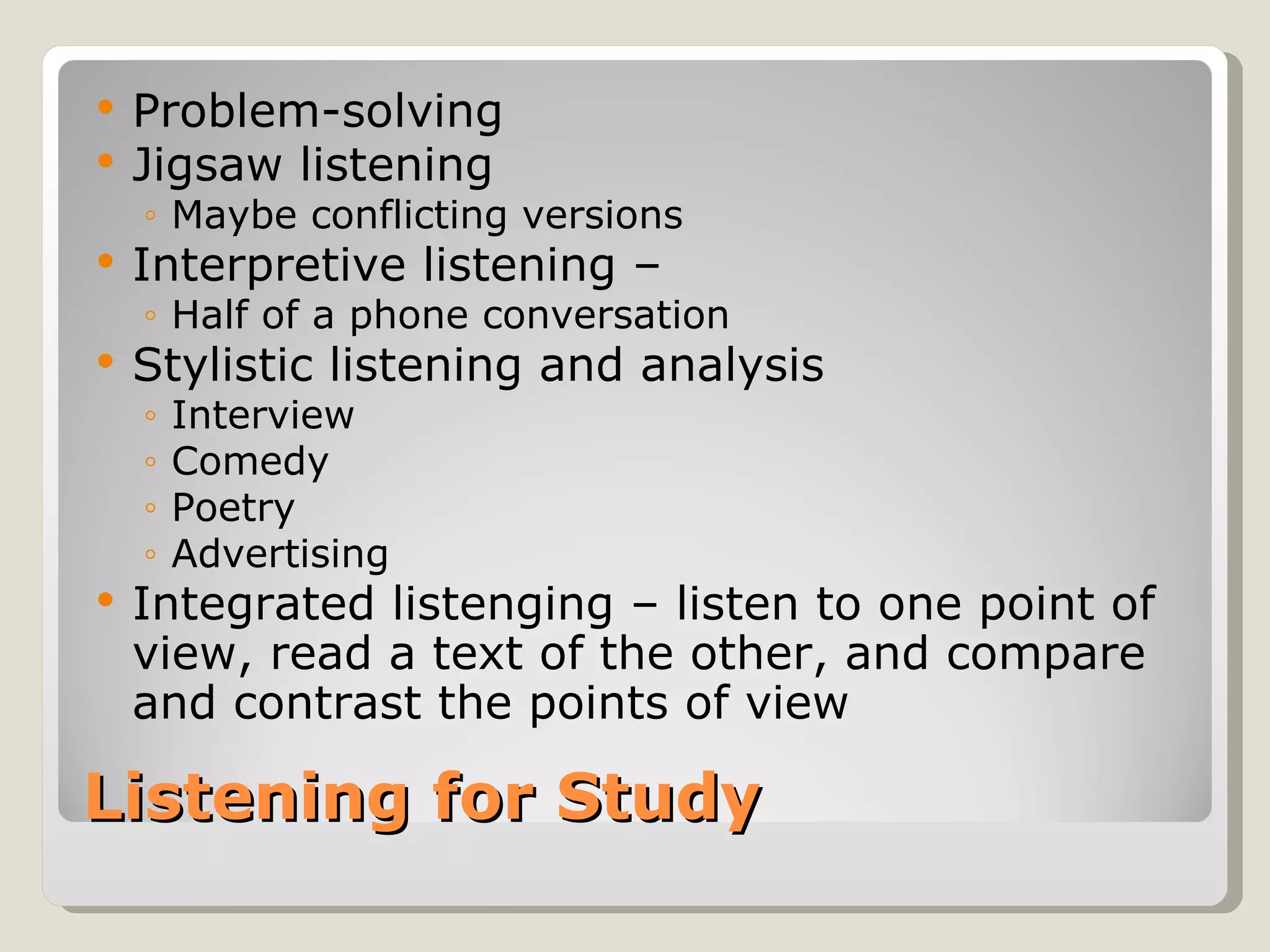 Listening and listening assessment | PPT