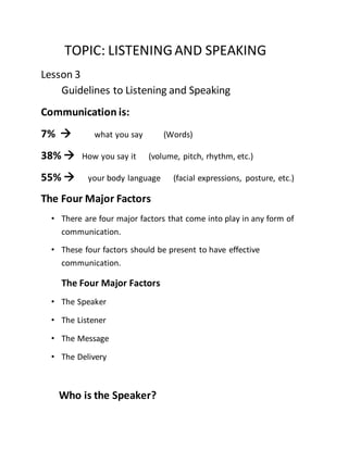 Listening and speaking | PDF