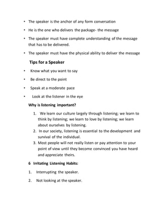Listening and speaking | DOCX
